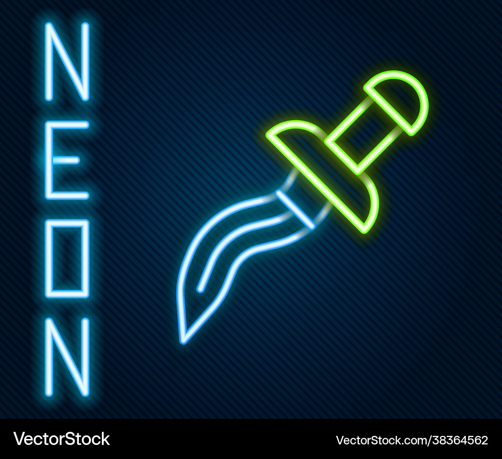 Glowing neon line dagger icon isolated on black Vector Image