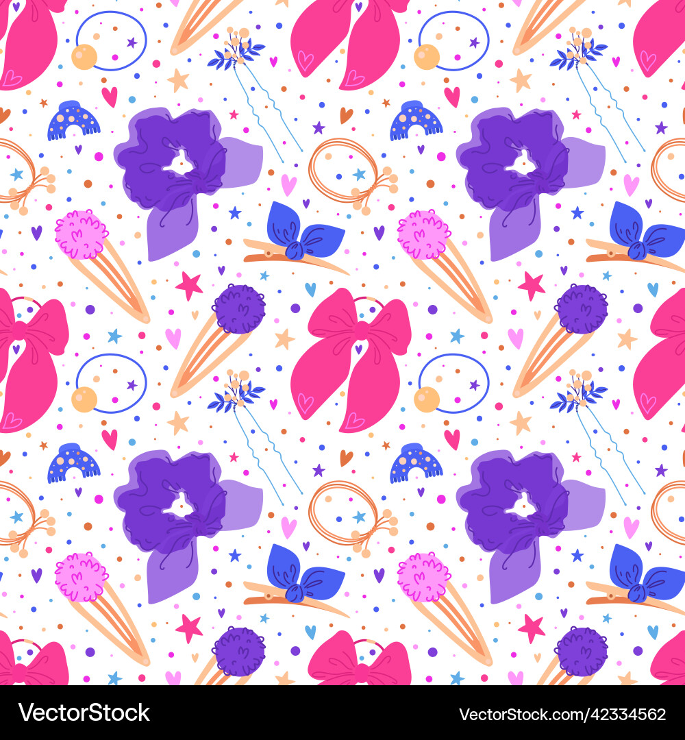 Hair accessories seamless pattern repeated female Vector Image