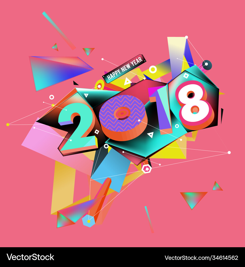 New year 2018 colorful design Royalty Free Vector Image