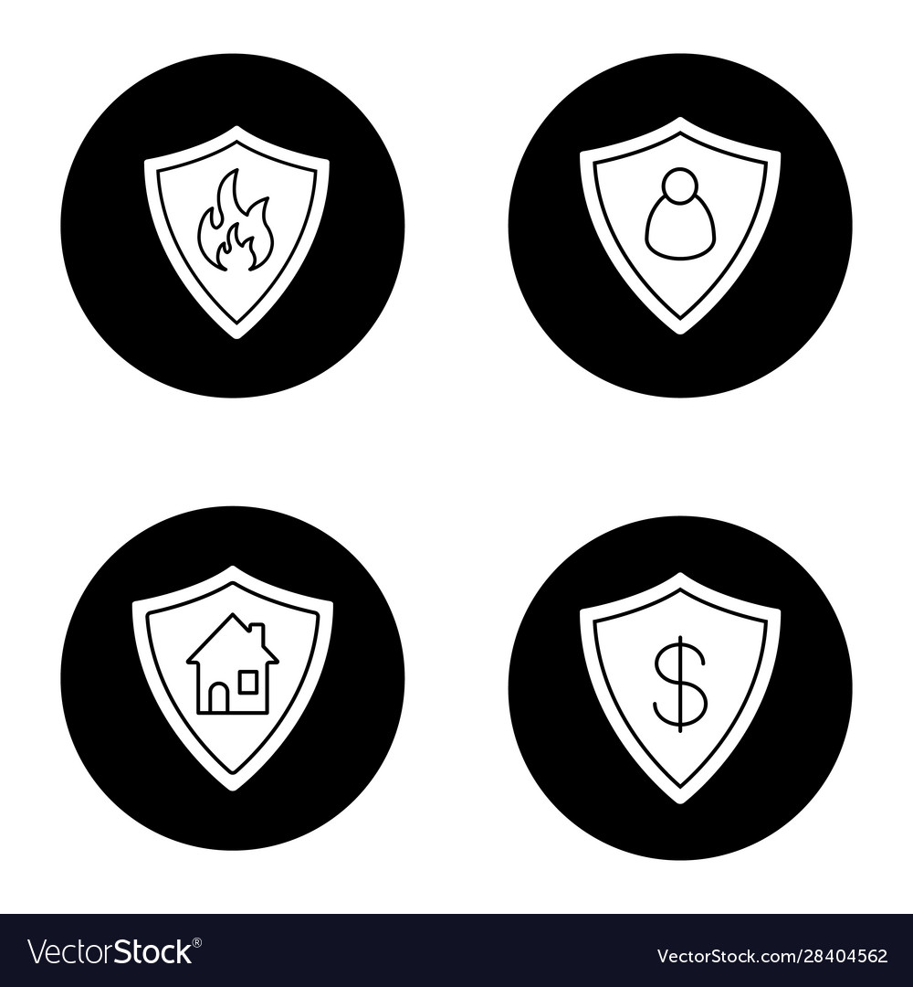 Protection Shields Icons Set Royalty Free Vector Image