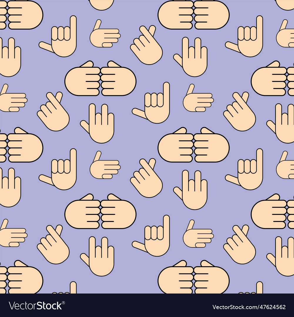 Seamless pattern background with hand gesture Vector Image