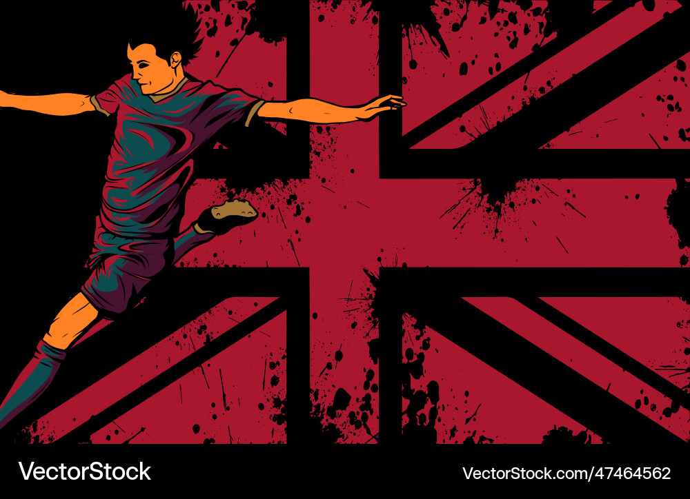 Soccer player quick shooting a ball on black Vector Image