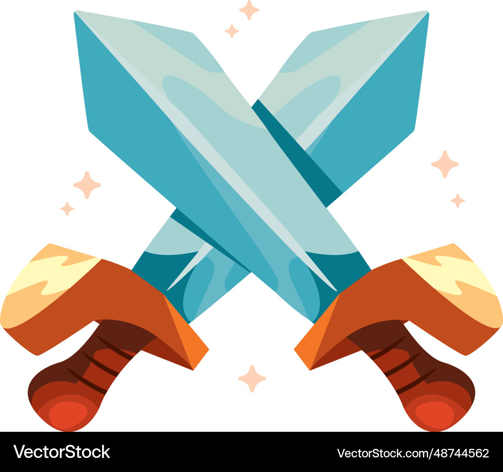 Video game item swords crossed Royalty Free Vector Image