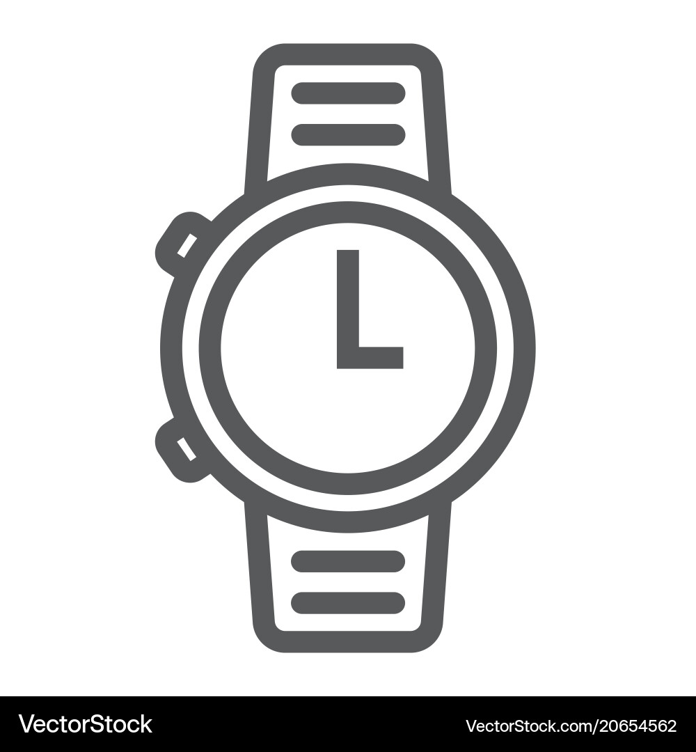 Watch line icon clock and time starp sign Vector Image