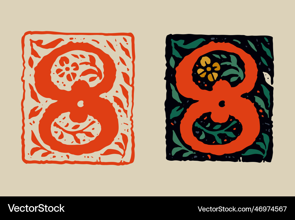 8 logo number eight medieval grunge gothic Vector Image