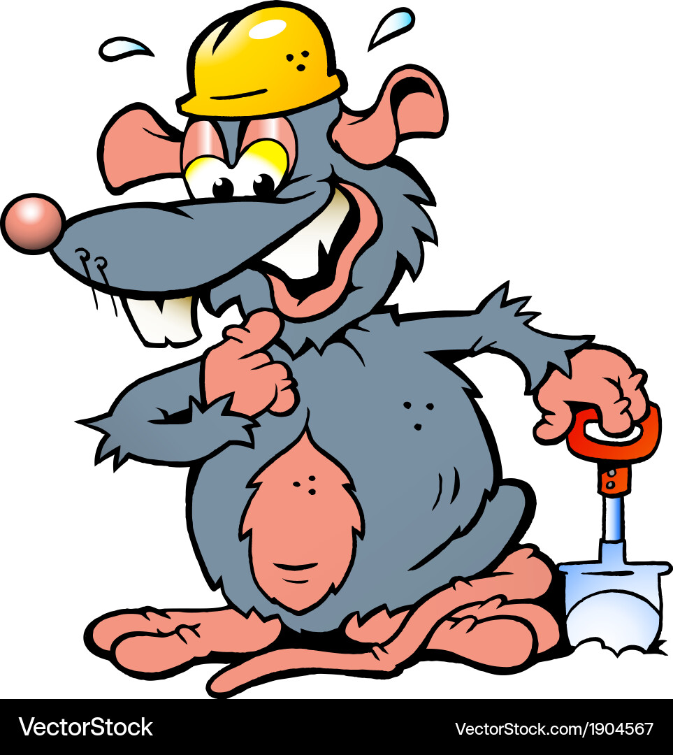 Hand-drawn an smiling rat holding a spade Vector Image
