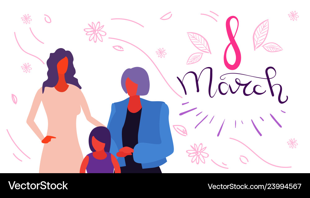 Happy three generations women standing together Vector Image