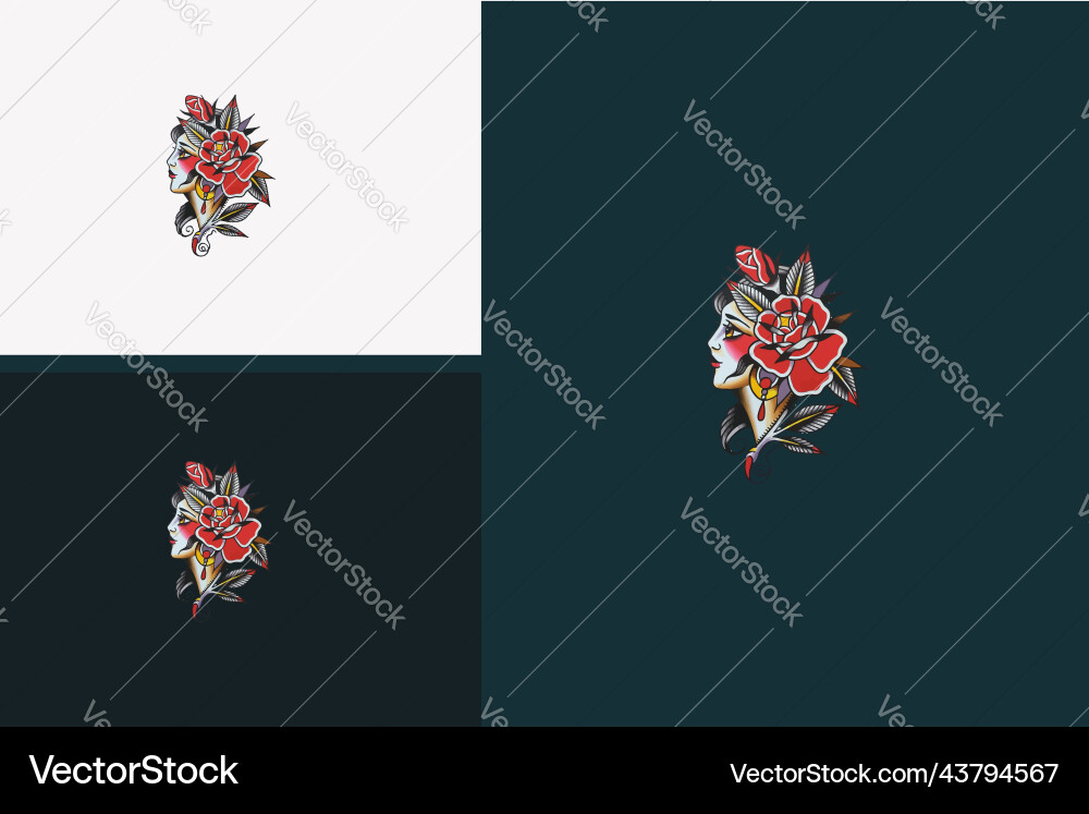 Head women and red rose design Royalty Free Vector Image