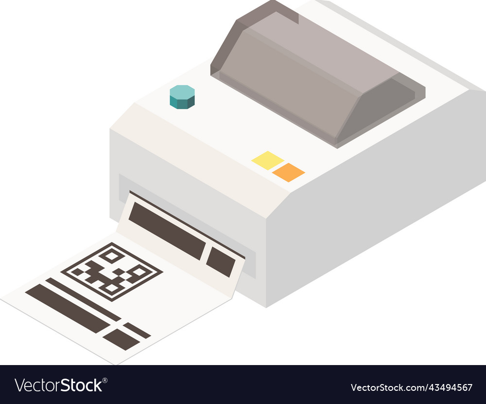 Isometric label printer Royalty Free Vector Image