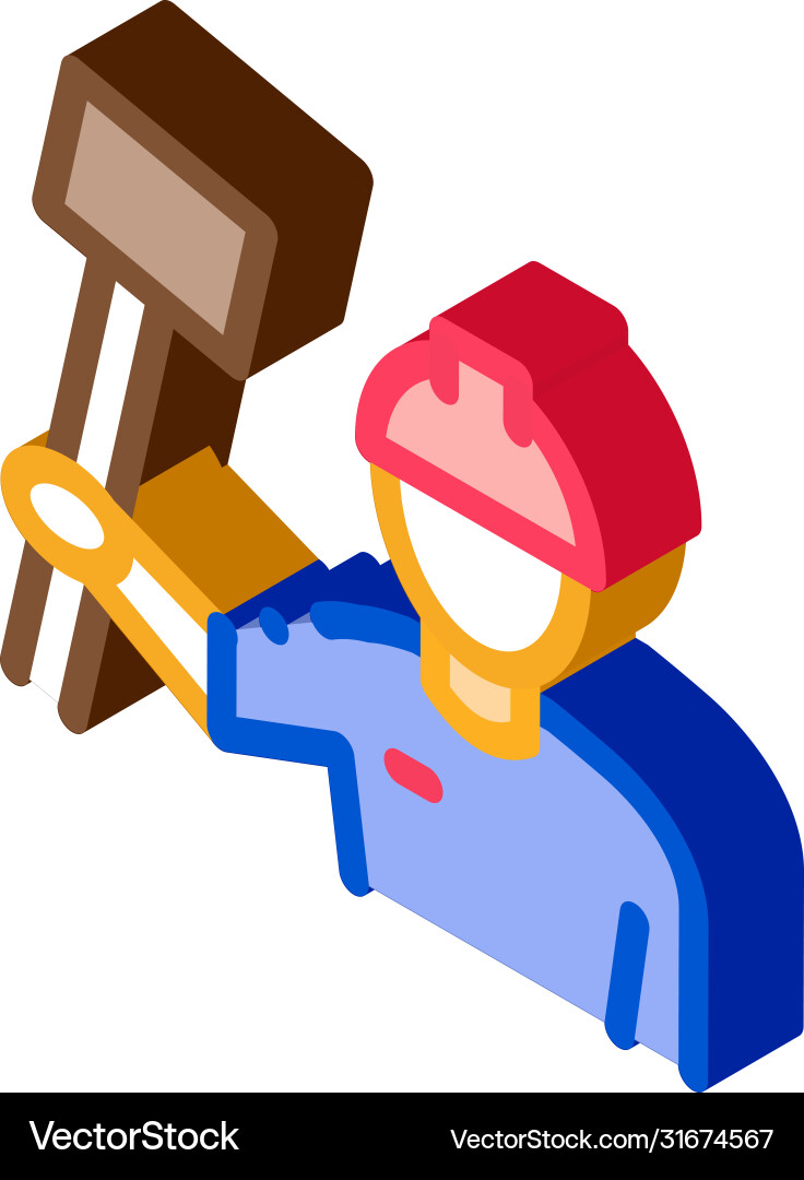 Man hold hammer isometric icon Royalty Free Vector Image