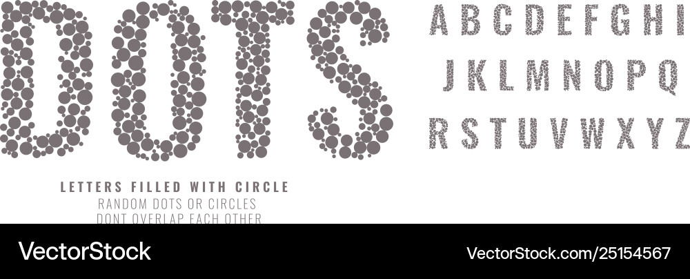Set capital letters made from dots or filled Vector Image