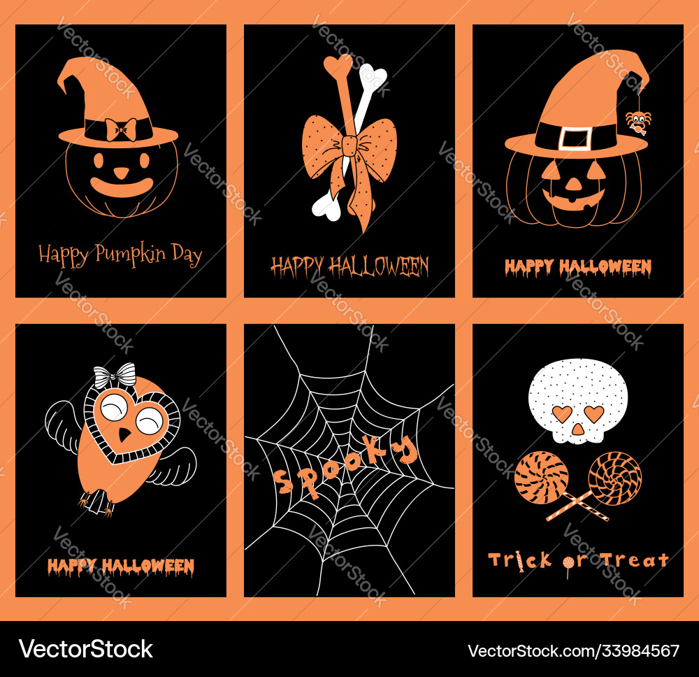Set halloween greeting cards Royalty Free Vector Image