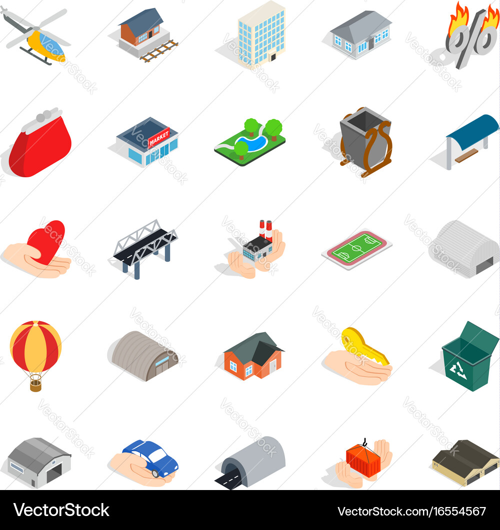 Urban infrastructure icons set isometric style Vector Image