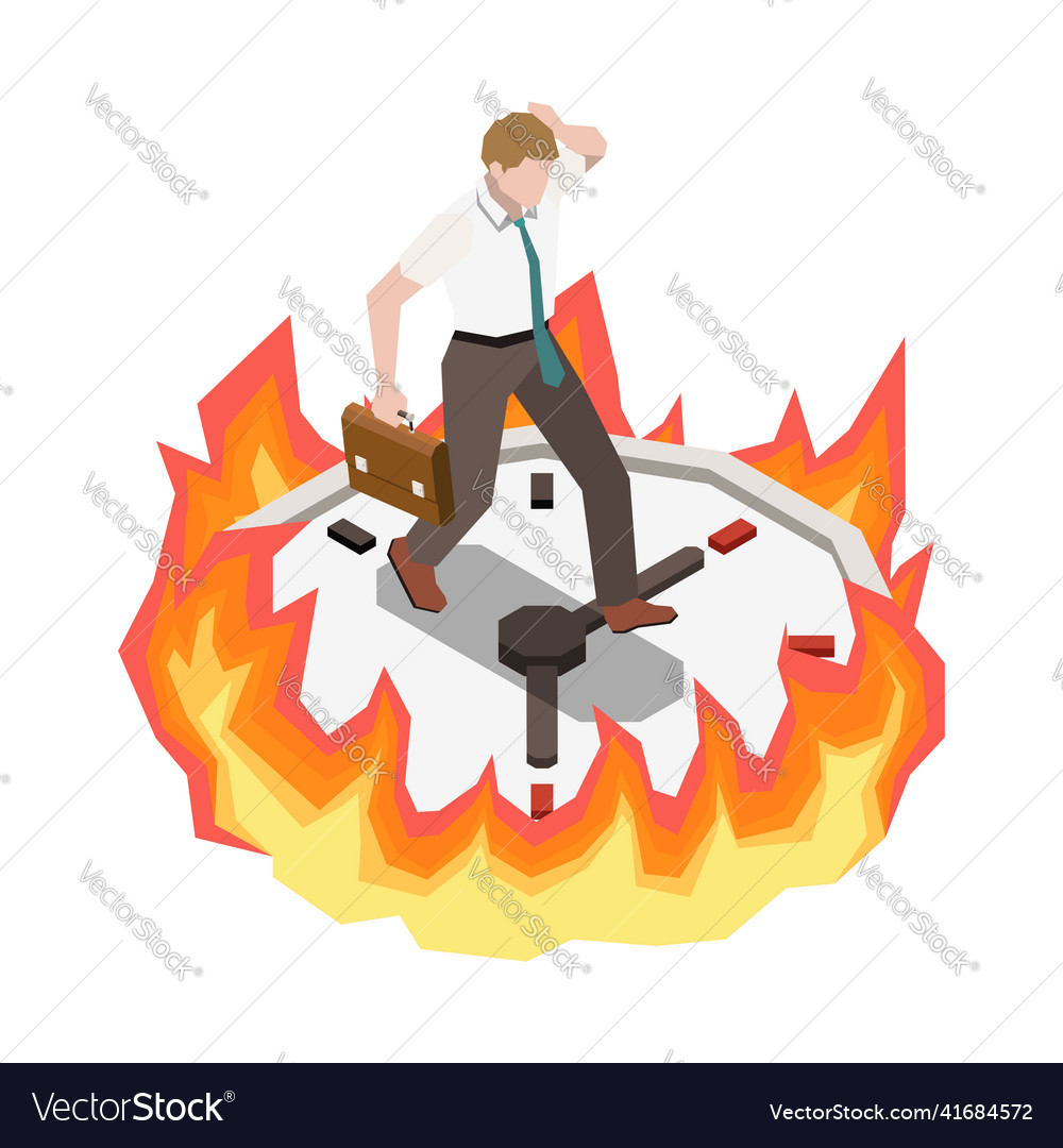 Burning clock time composition Royalty Free Vector Image