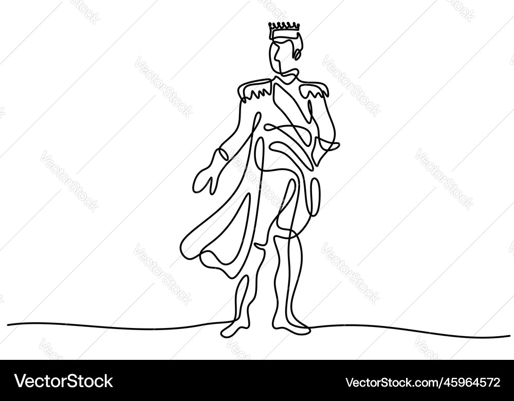 Continuous one line drawing of young prince Vector Image