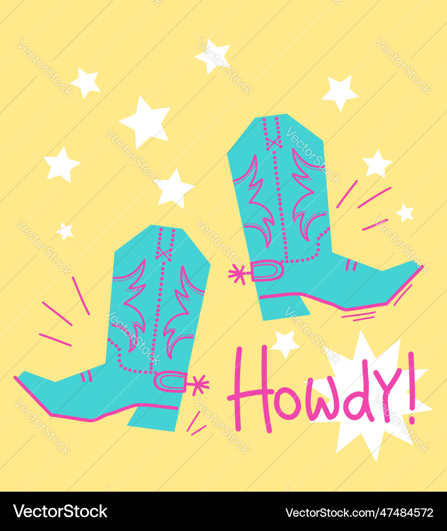 Cowboy poster howdy text with western Royalty Free Vector