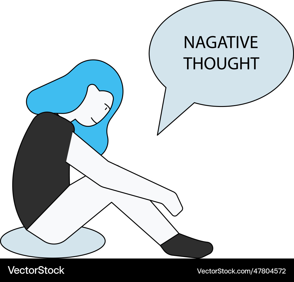 Girl is troubled by negative thoughts Royalty Free Vector