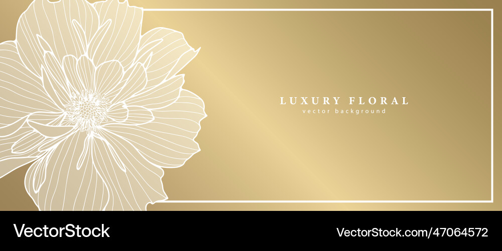 Golden luxury background with lush flower Vector Image