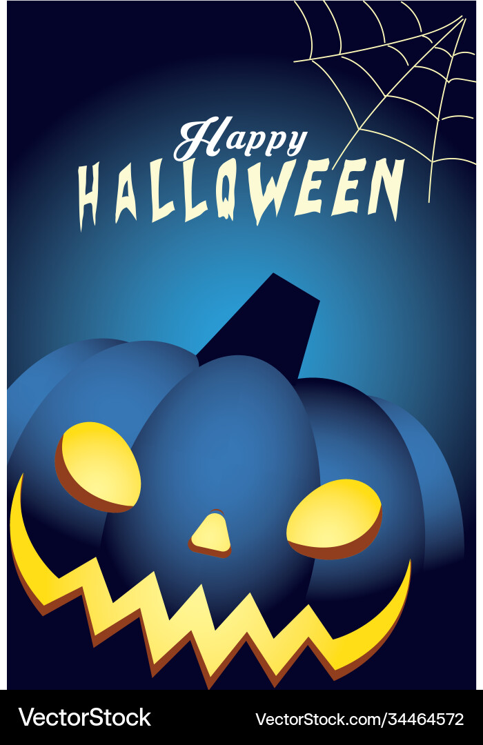 Halloween blue pumpkin cartoon design Royalty Free Vector