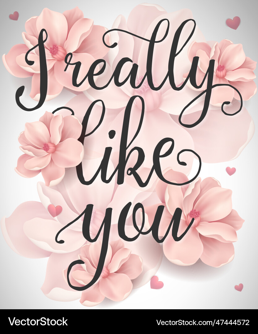 I really like you lettering with blossoms Vector Image