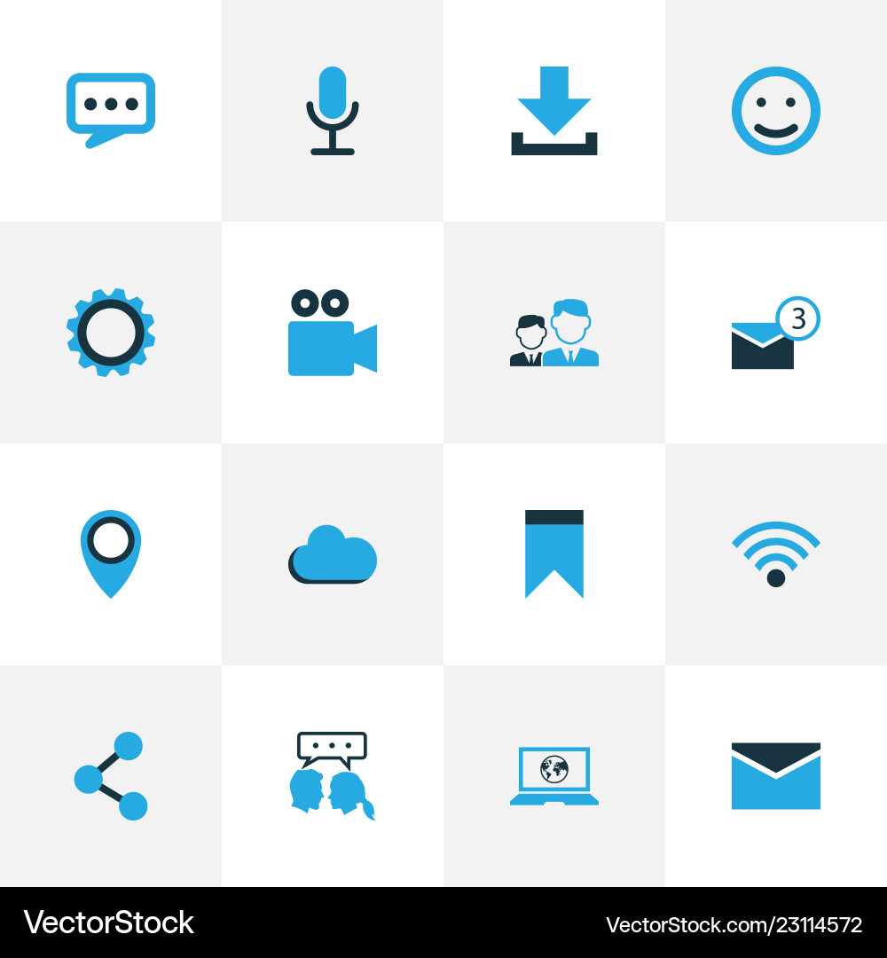 Internet icons colored set with camcorder mates Vector Image