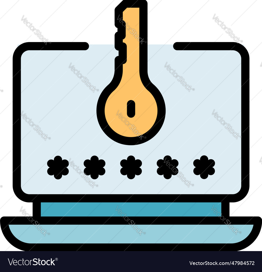 Laptop code key icon flat Royalty Free Vector Image