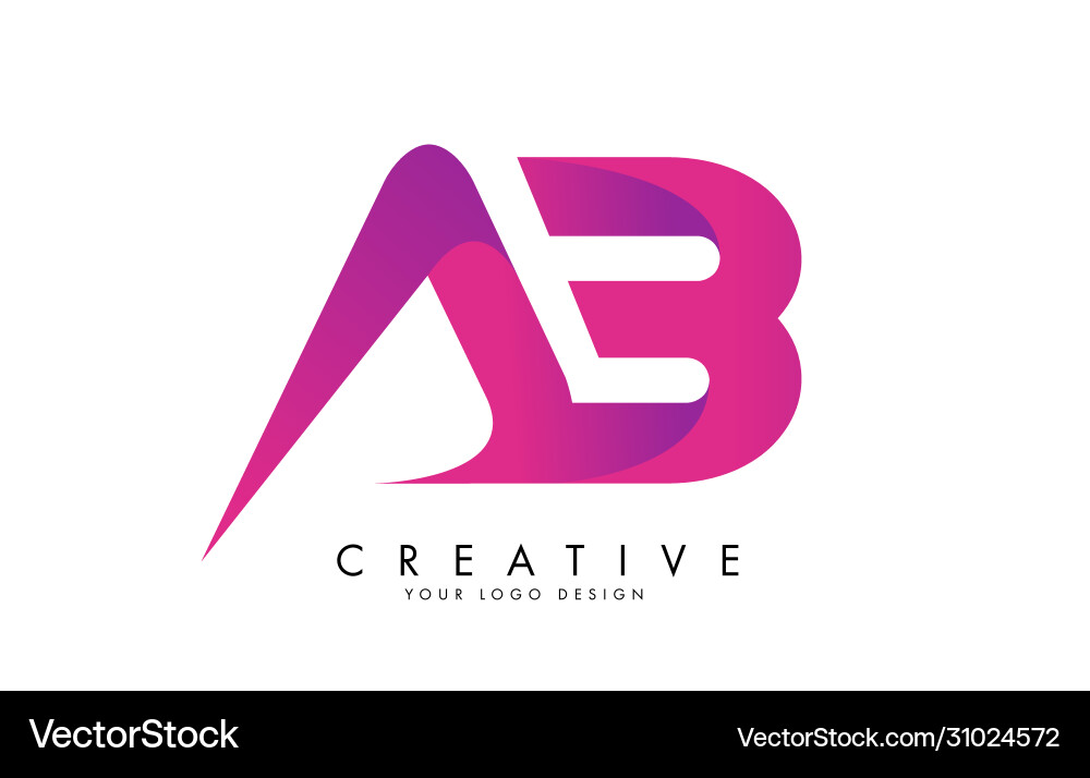 Letters ab a b logo design with ribbon effect Vector Image