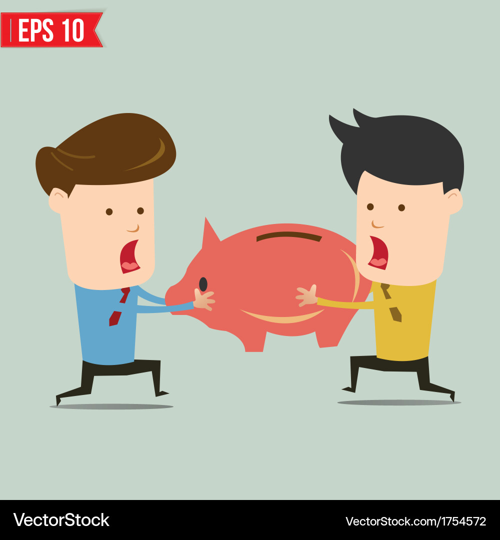 Man snatch piggy bank - - eps10 Royalty Free Vector Image