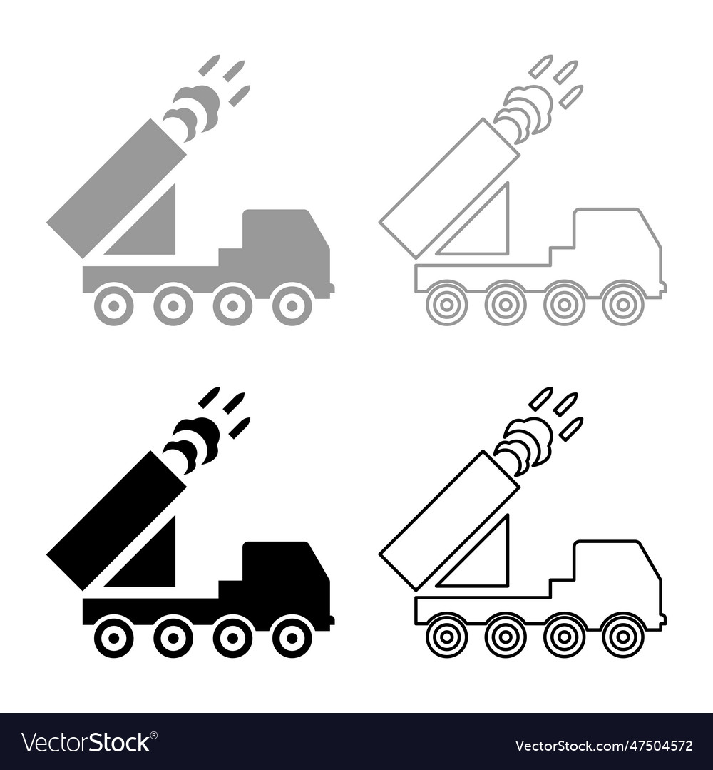 Multiple launch volley reactive rocket system Vector Image