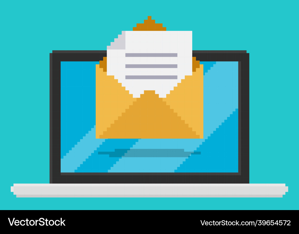 Pixel art style of opend email Royalty Free Vector Image