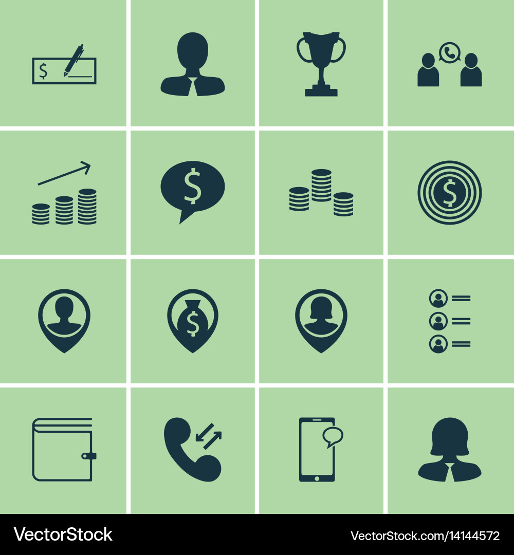 Set of 16 human resources icons includes phone Vector Image