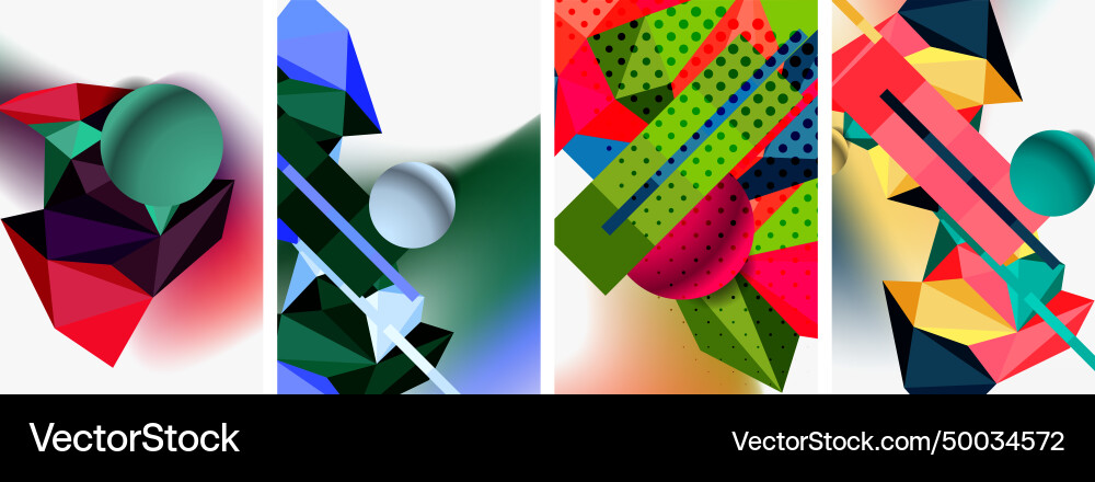 Set of geometric abstract composition with spheres