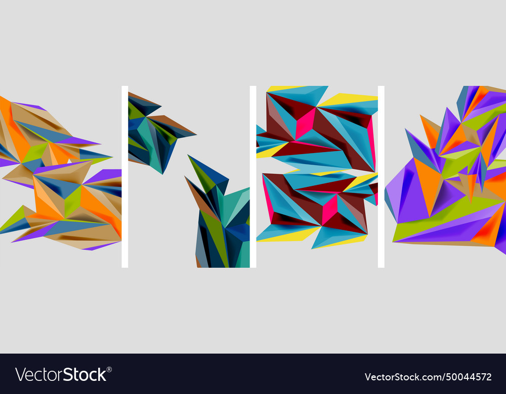 Set Of Mosaic Triangle Pattern Abstract Posters Vector Image
