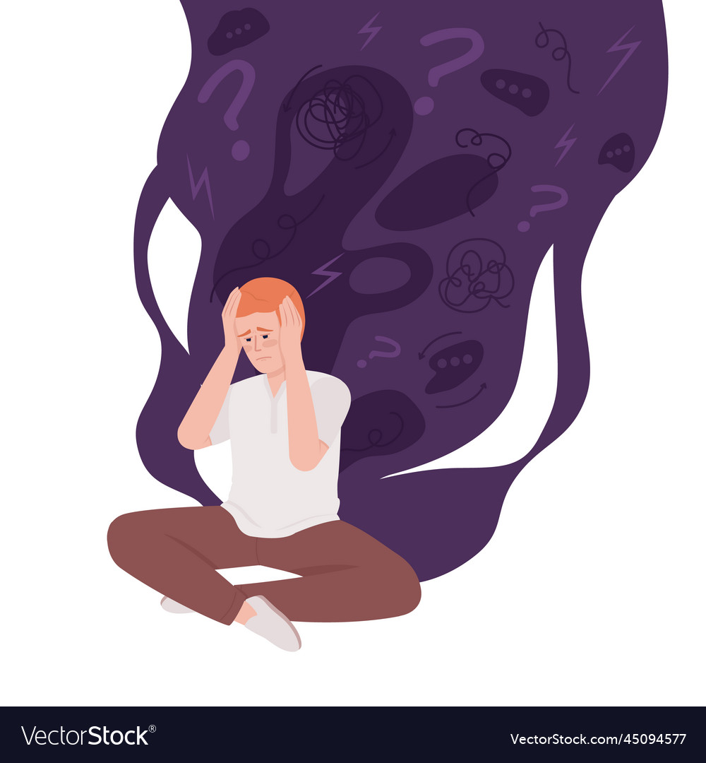 Anxiety man flat concept Royalty Free Vector Image