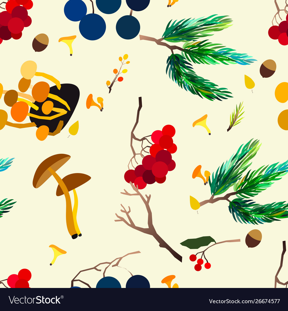 Autumn seamless pattern with berries Royalty Free Vector