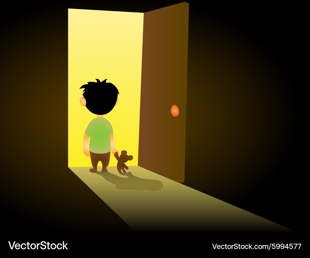 Boy in dark room Royalty Free Vector Image - VectorStock