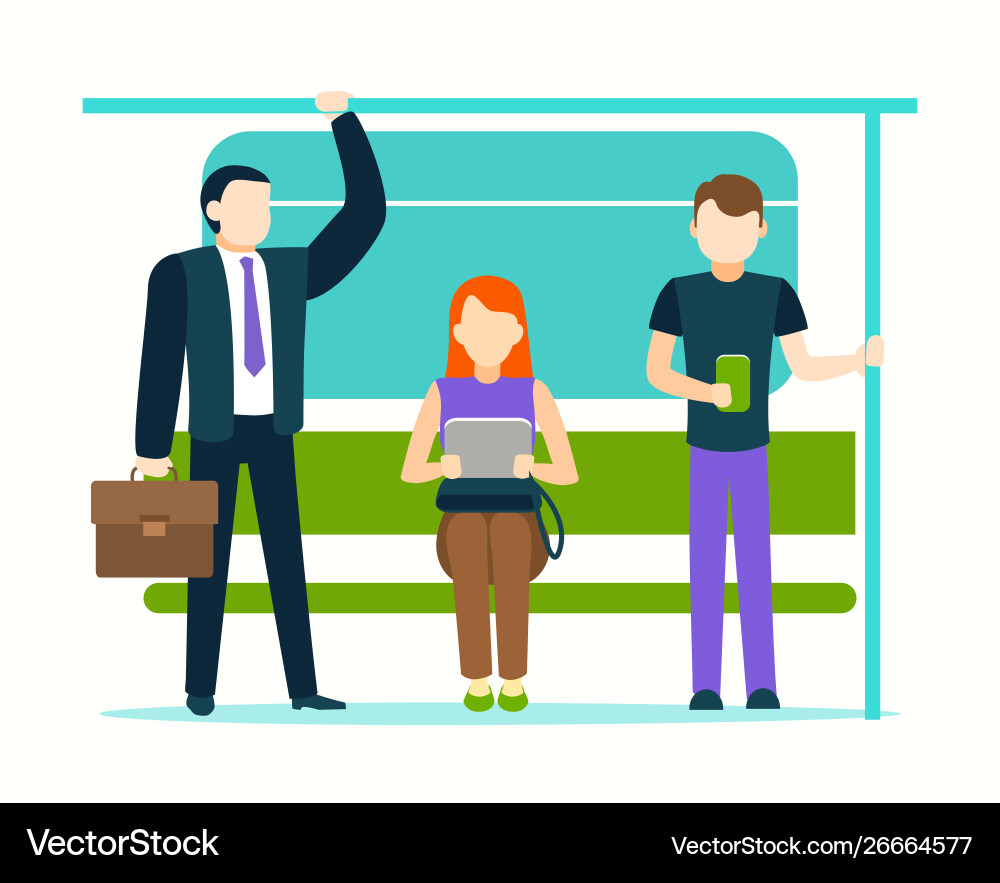 Cartoon color characters people passengers inside Vector Image