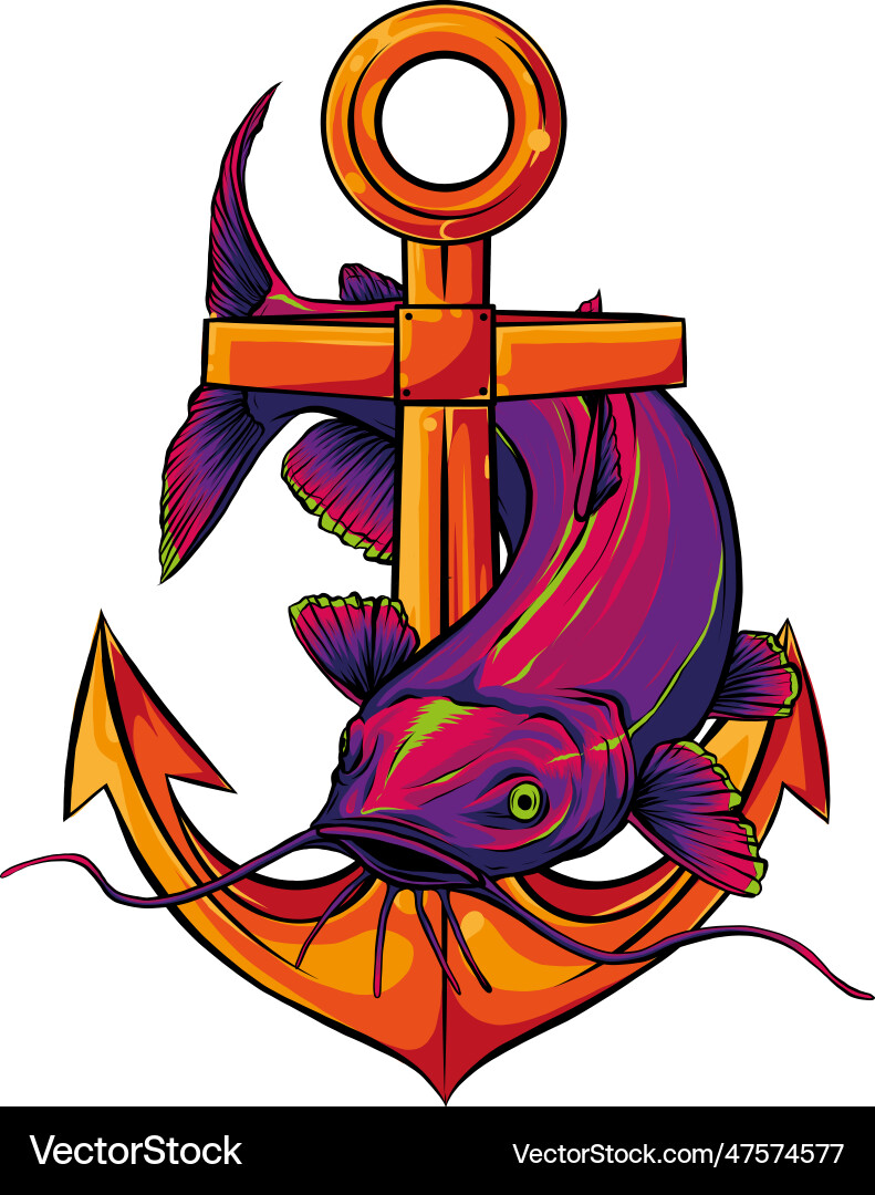 Cartoon of colored catfish Royalty Free Vector Image