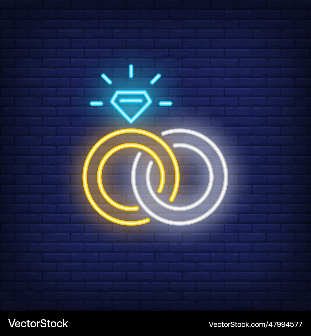 Engagement rings neon sign Royalty Free Vector Image