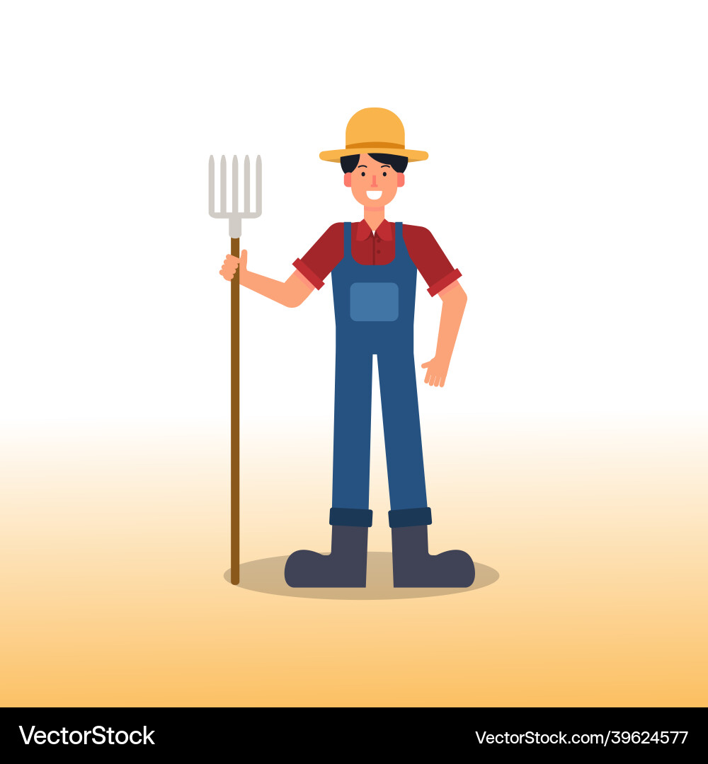 Farmer cartoon character flat style Royalty Free Vector