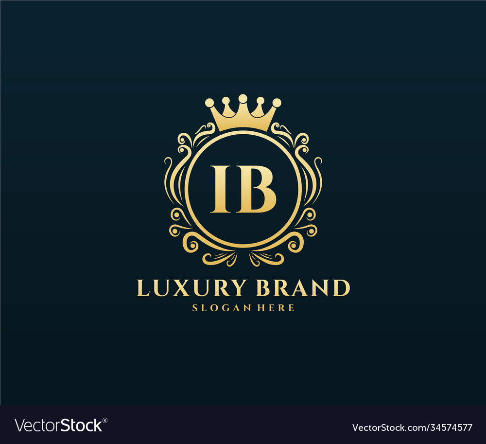 Ib initial letter gold calligraphic feminine Vector Image