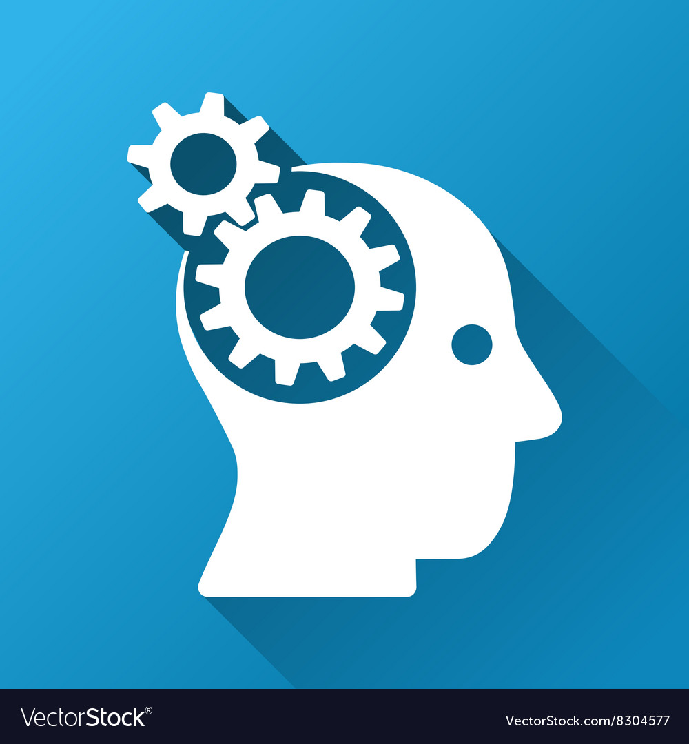 Intellect gears gradient square icon Royalty Free Vector