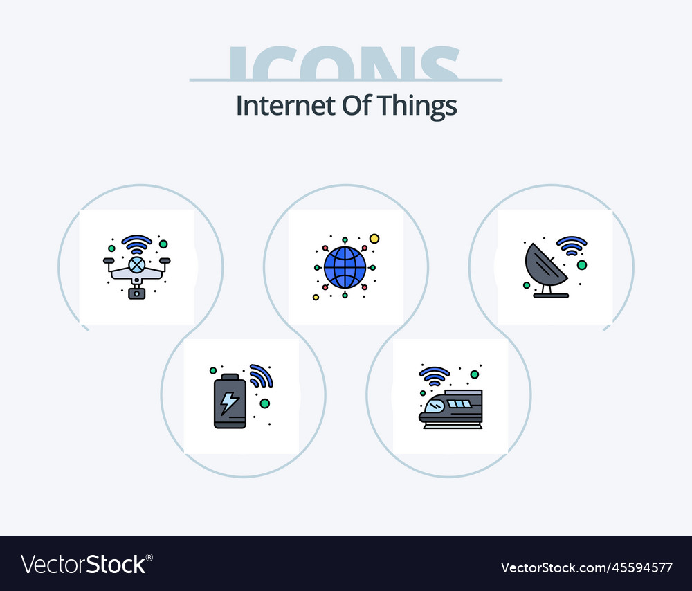 Internet of things line filled icon pack 5 icon Vector Image