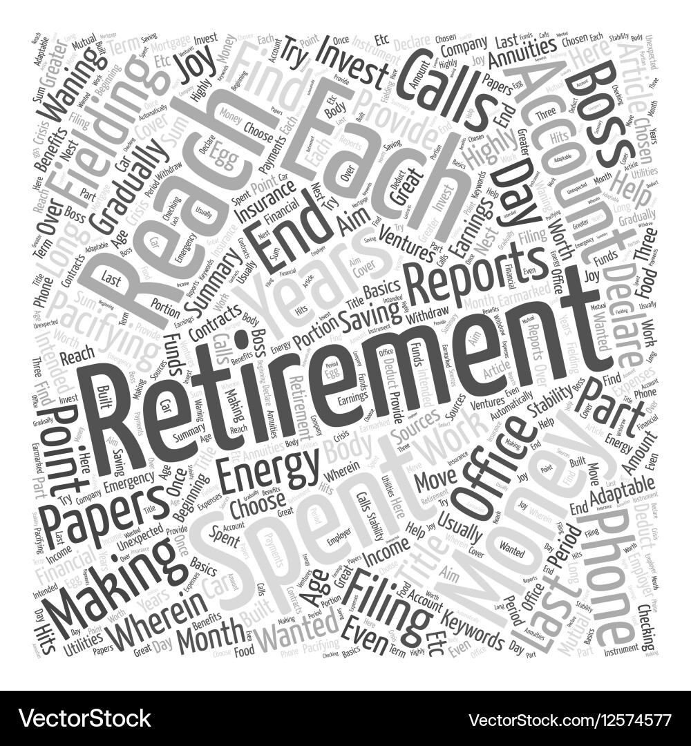 Joy of retirement word cloud concept Royalty Free Vector
