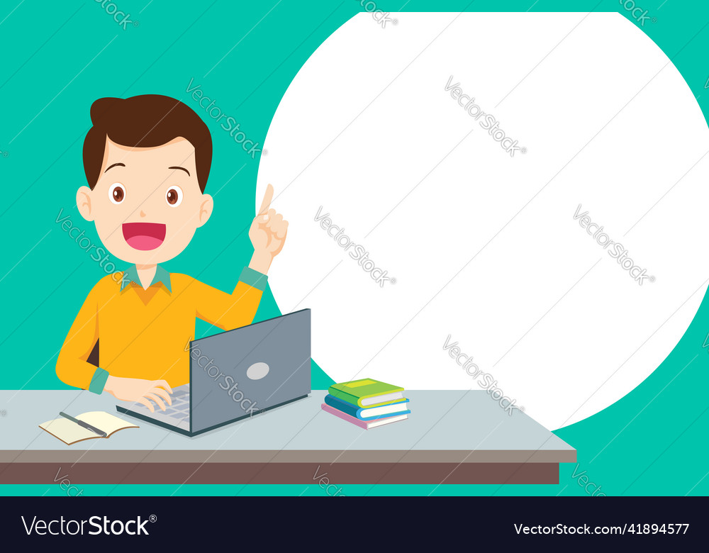 Man using laptop computer and speech bubble Vector Image