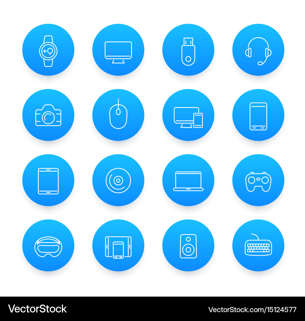 Modern gadgets icons set in line style Royalty Free Vector