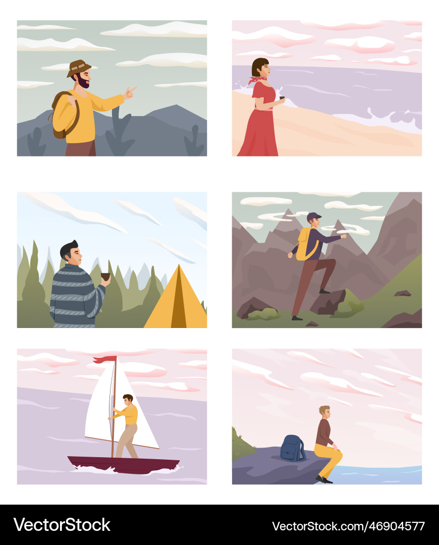 People travel in nature Royalty Free Vector Image
