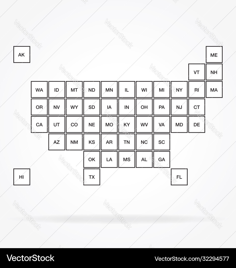 Usa map political stylized infograph square states