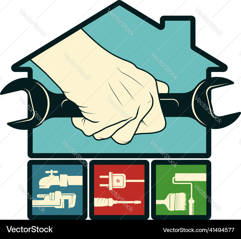 Wrench in hand symbol different types of work Vector Image