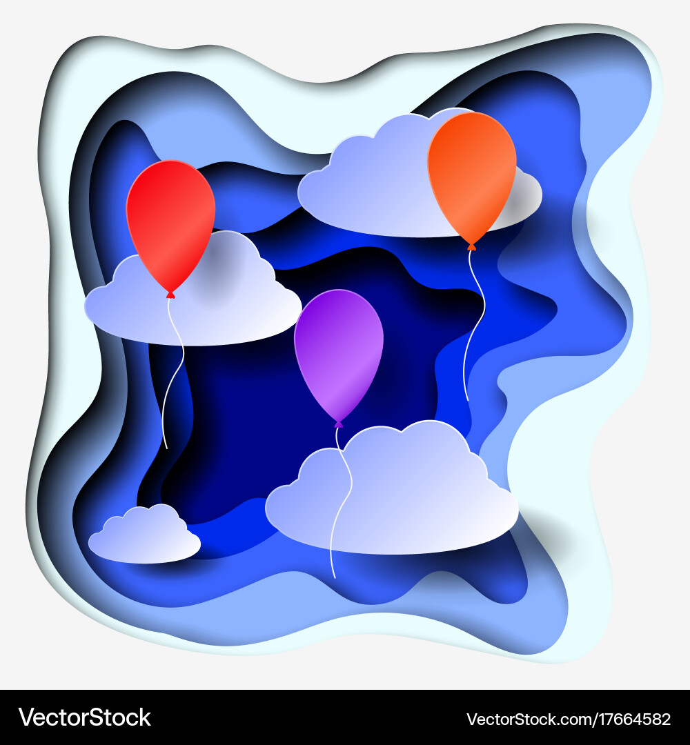 3d abstract paper cut of clouds Royalty Free Vector Image